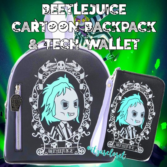 Hot Topic | Bags | Beetlejuice Cartoon Chibi Mini Backpack Tech Wallet ...
